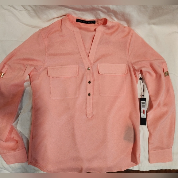 Ivanka Trump | Tops | Ivanka Trump Womens Split Vneck Roll Tab Sleeve ...